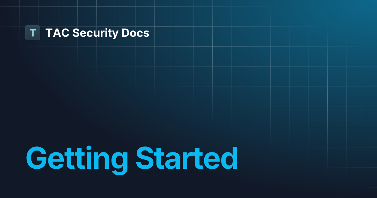 Getting Started | TAC Security Docs